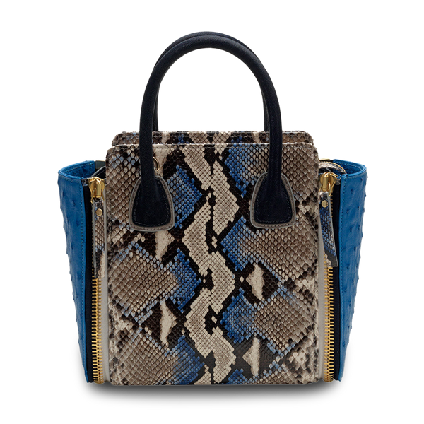The Livia Bag - Blue Painted Natural Python - Paige Gamble NYC